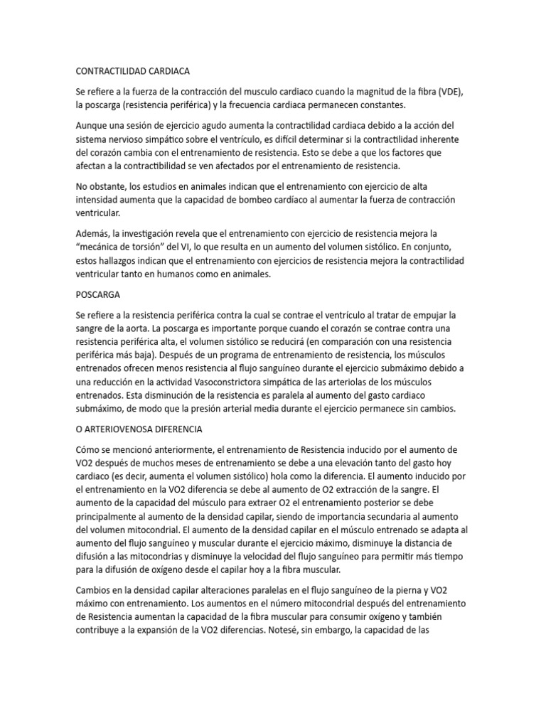 Contractibilidad Cardiaca Notas | PDF | Corazón | Músculo