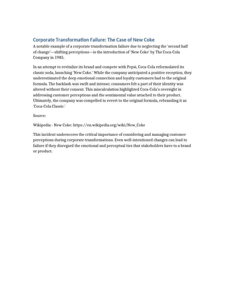 Corporate_Transformation_Failure_New_Coke | PDF