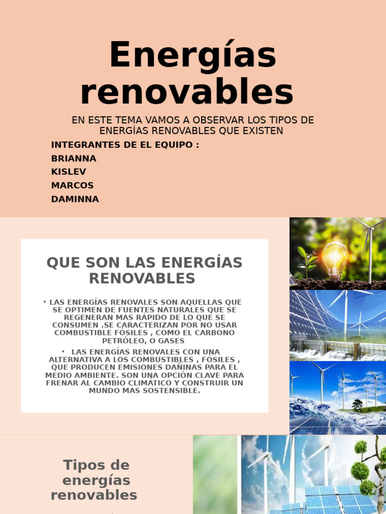 Tipos y Beneficios de Energías Renovables | PDF | Energía renovable ...