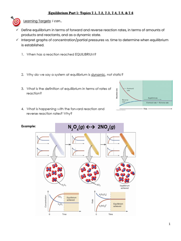 Equilibrium Part 1 Notes | PDF | Chemical Equilibrium | Chemical Reactions