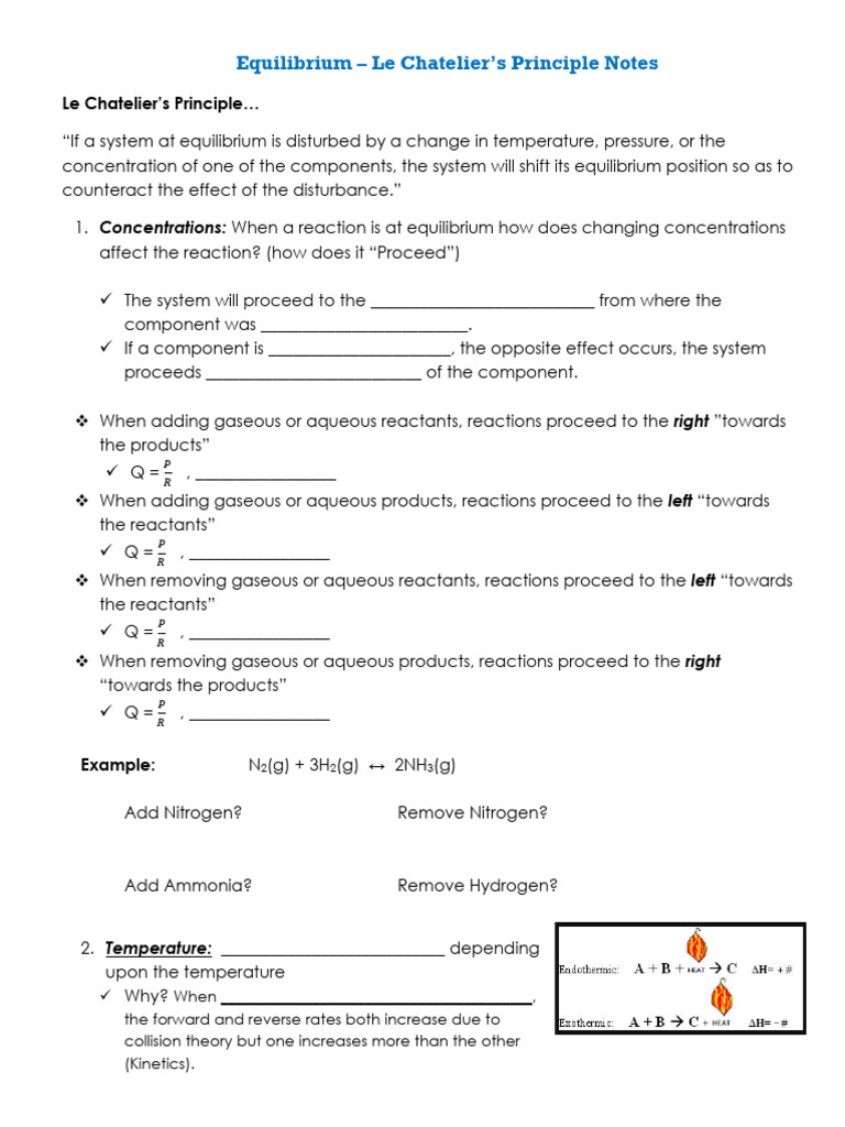 Le Chatelier's Principle Overview | PDF | Chemical Equilibrium ...