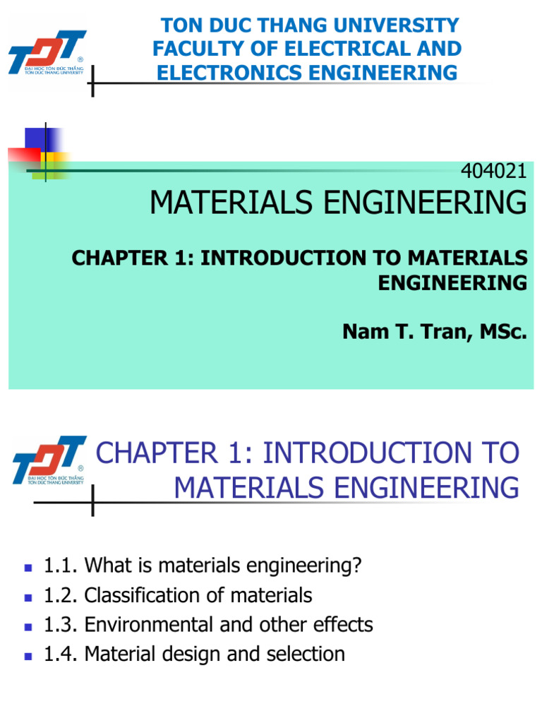 Materials Engineering - Chapter 1 | PDF | Materials Science | Metals