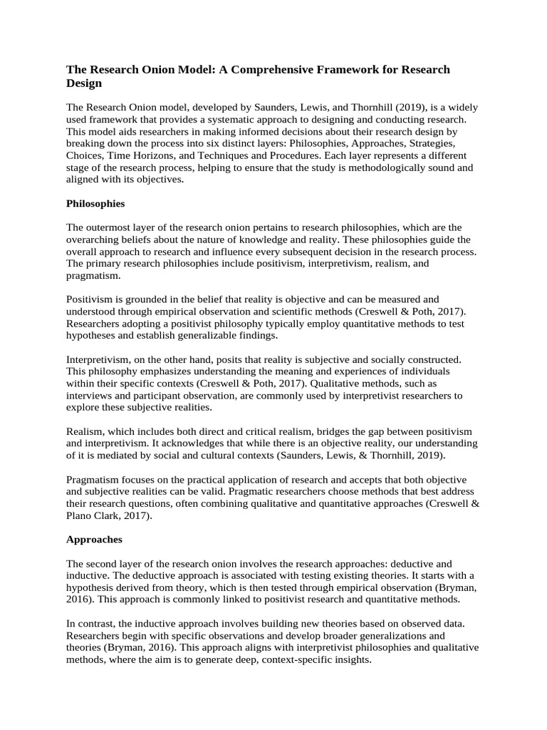 The Research Onion Model | PDF | Methodology | Quantitative Research
