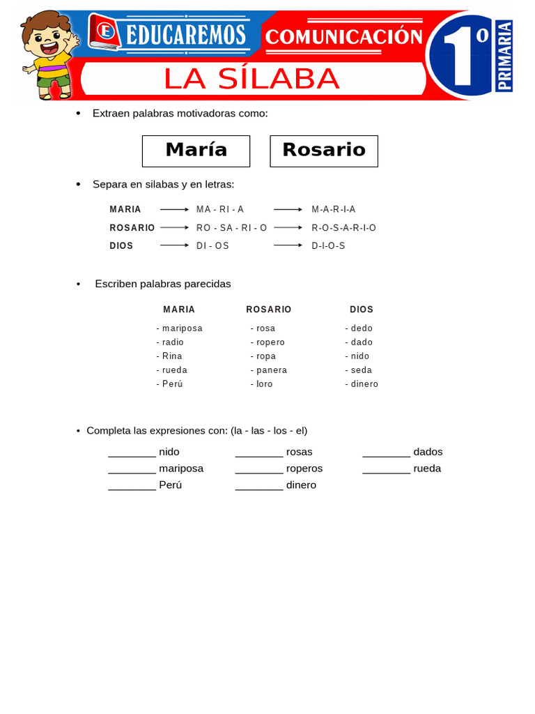 La Silaba para Primer Grado de Primaria | PDF