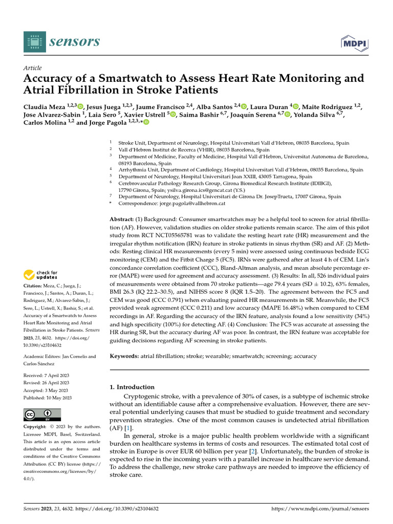 Accuracy of A Smartwatch To Assess Heart Rate Monitoring and Atrial ...