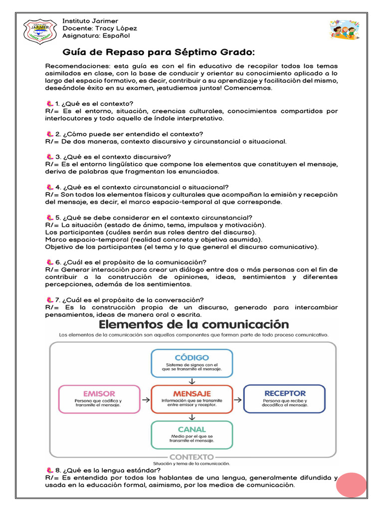 Guía Septimo Repaso | PDF | Narración | Comunicación