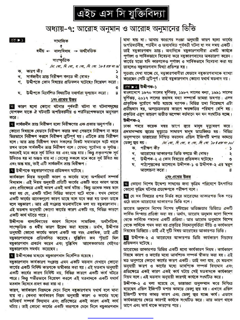 Hsc Logic 1st Paper 7th Chapter Note | PDF
