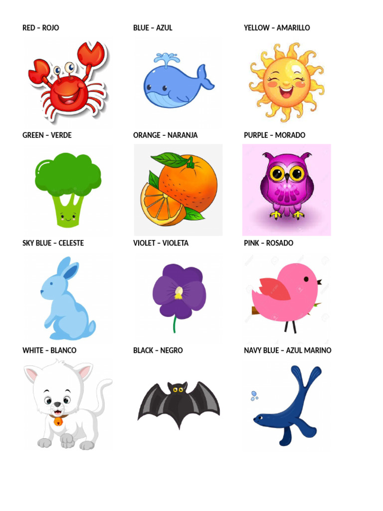 Nombres de Colores en Español e Inglés | PDF