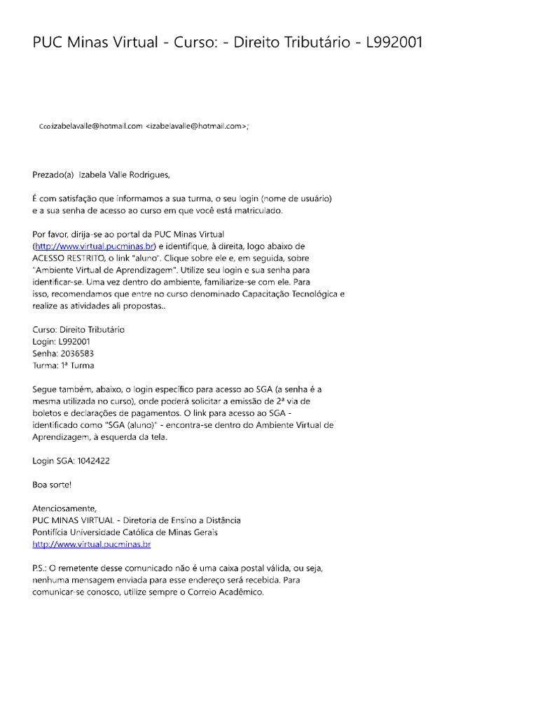 PUC Minas Virtual - Curso - Direito Tributário - L992001 - Izabela Valle | PDF