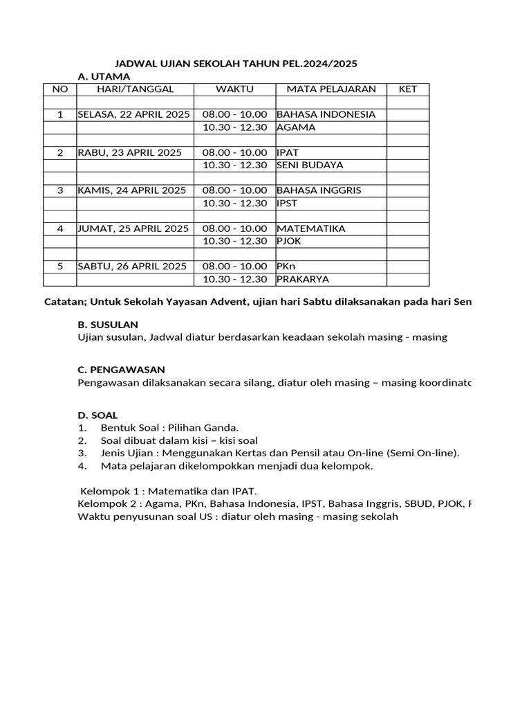 Jadwal Ujian | PDF