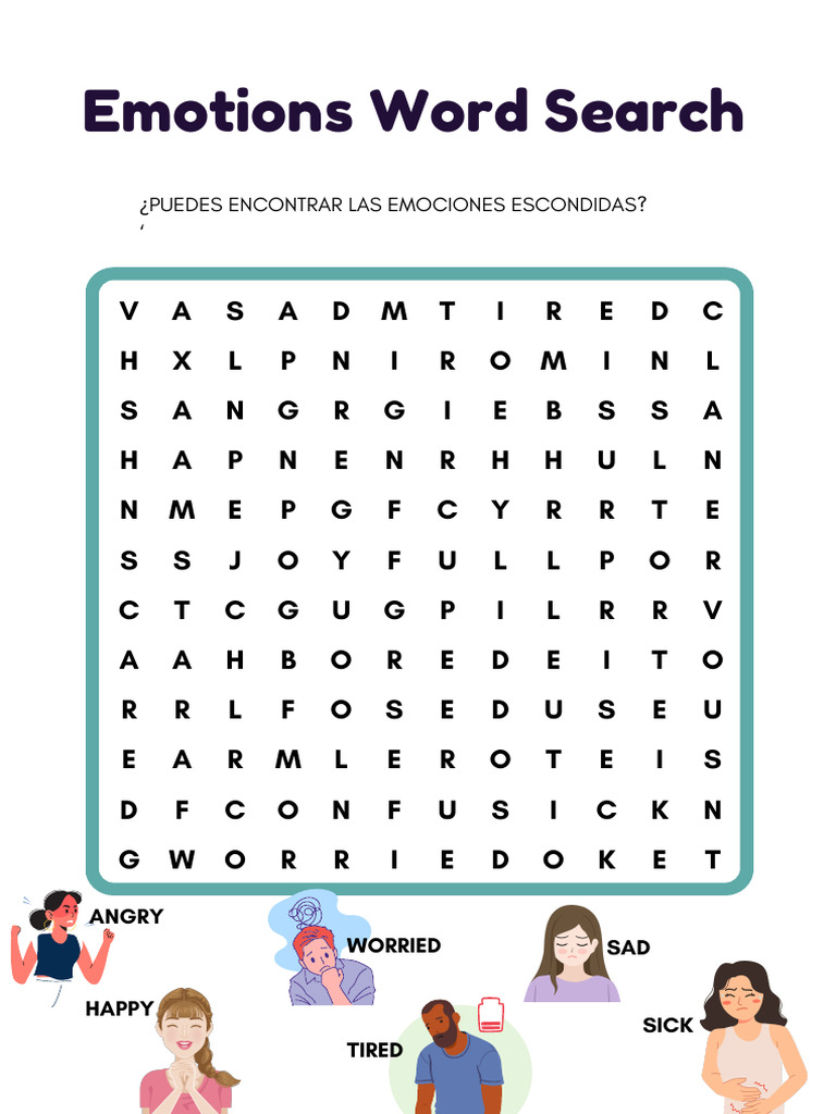 Emotions Word Search Worksheet | PDF