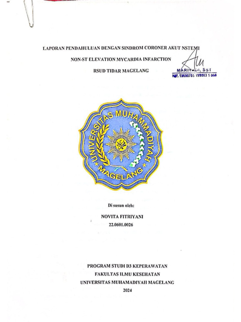 Laporan Pendahuluan Nstemi Novita Kep Kritis | PDF