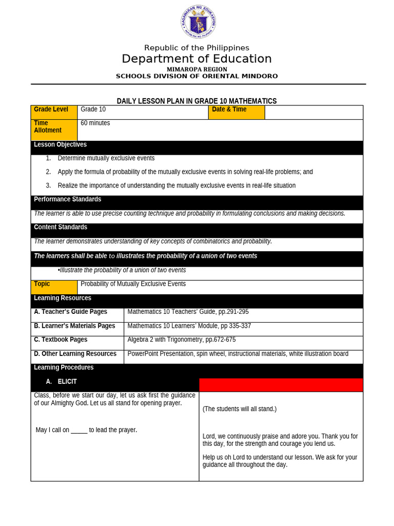 Detailed Lesson Plan - Math 10 1 | PDF