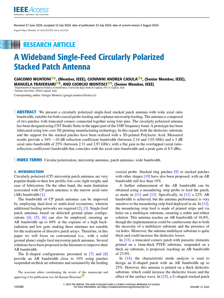 A Wideband Single-Feed Circularly Polarized Stacked Patch Antenna | PDF | Antenna (Radio ...