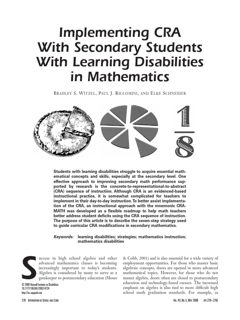 Witzel Et Al 2008 Implementing Cra With Secondary Students With ...