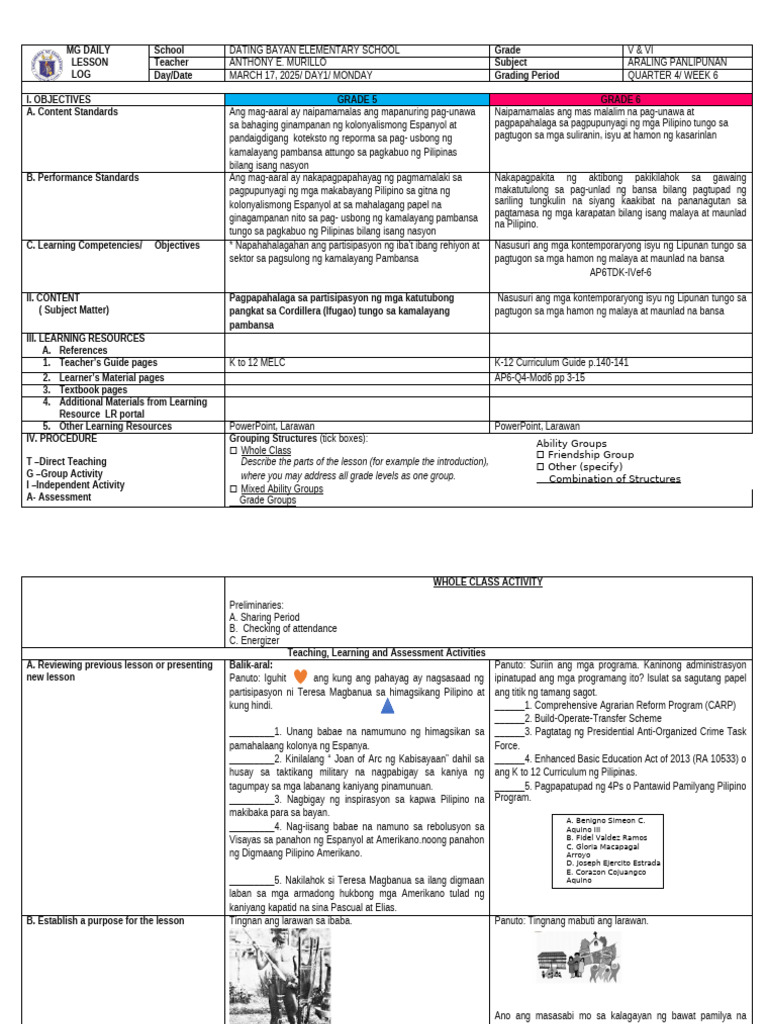 Dll-Q4-W6-Day1-Araling Panlipunan | PDF