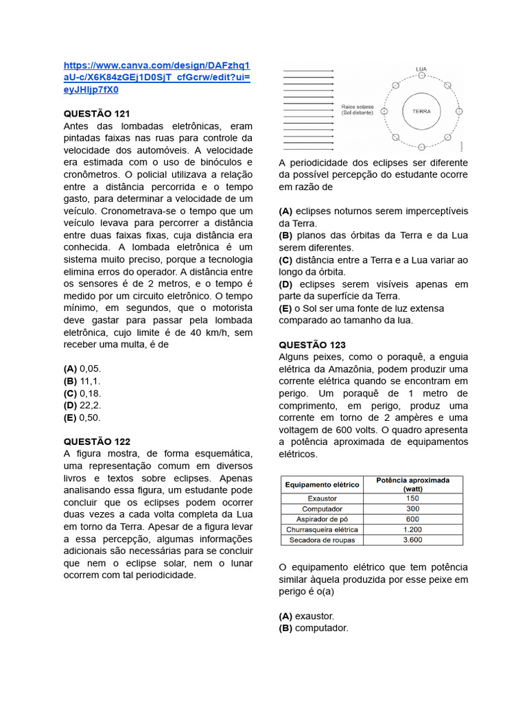 parcial-simulado enem | PDF | Energia potencial | Ondas
