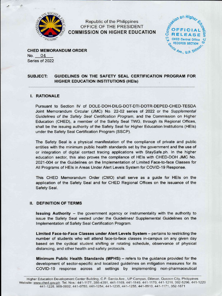 CMO No. 4 S. 2022 | PDF