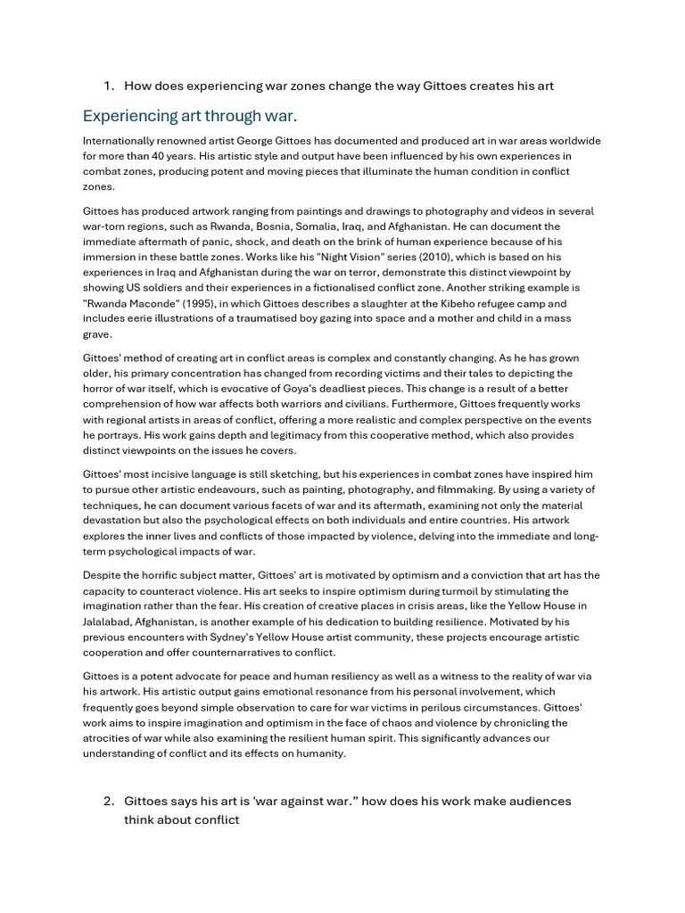 George Gittoes Art On War | PDF | Violence | Narrative