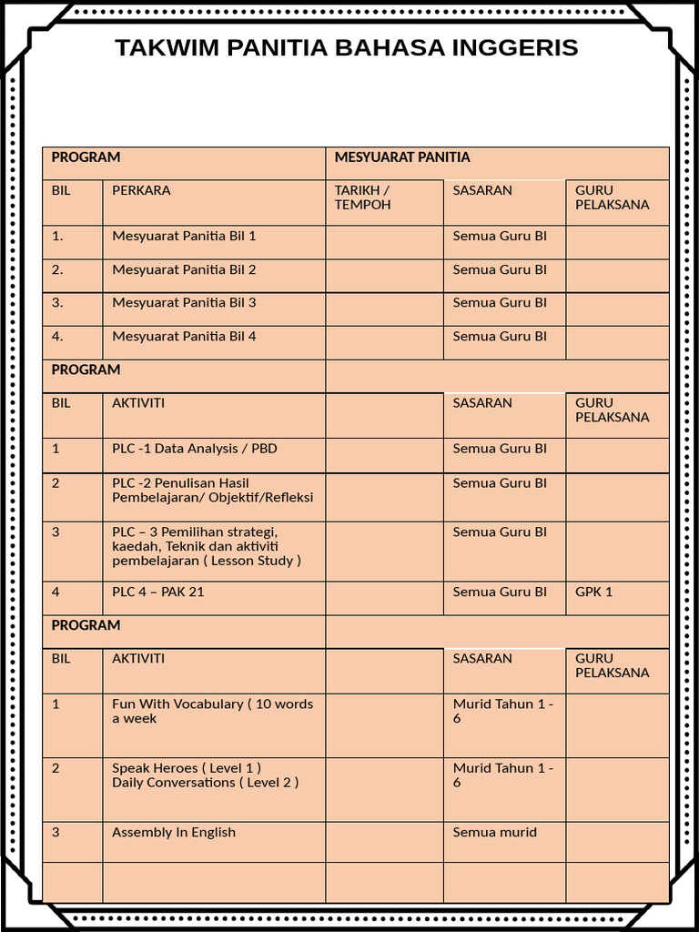 Takwim Panitia Bi | PDF