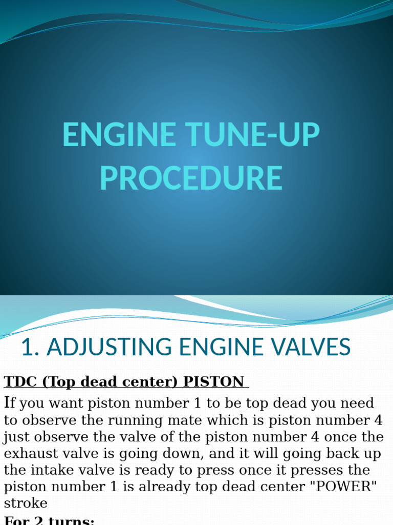 Engine Tune-Up Procedure Guide | PDF | Capacitor | Propulsion