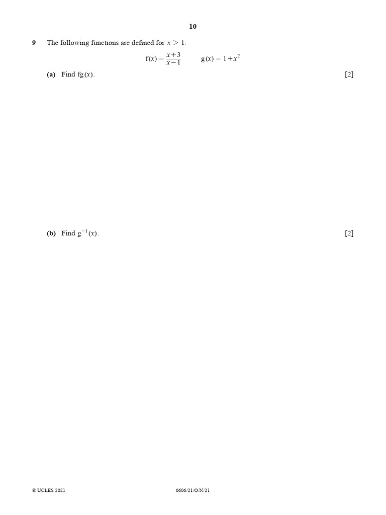 Function From 0606 w21 QP 21 | PDF