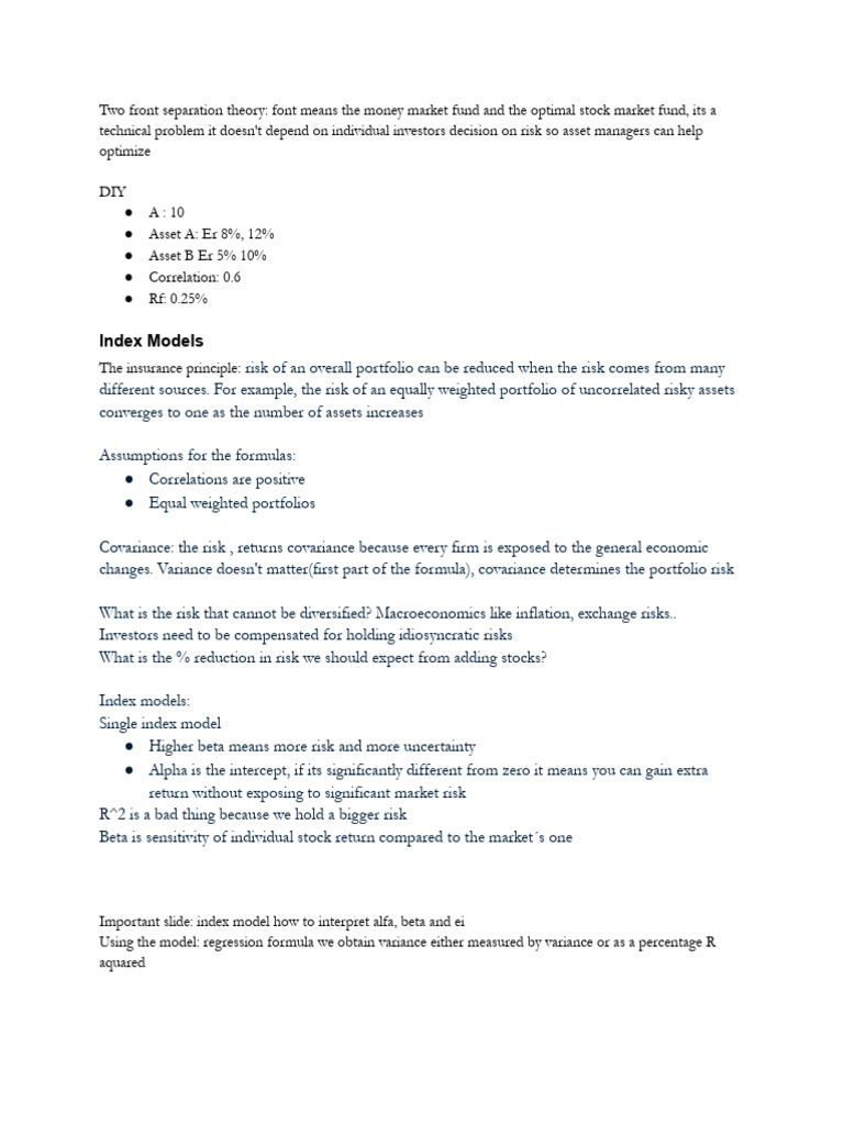 Introduction To Finance 101 | PDF | Diversification (Finance ...