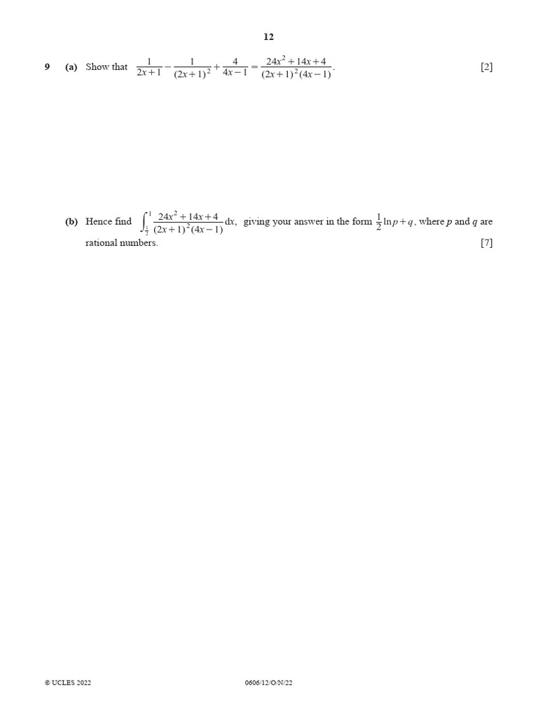 Integration From 0606 w22 QP 12 | PDF