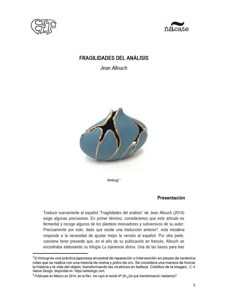 FRAGILIDADES DEL ANALISIS Jean ALLOUCH | PDF | Psicoanálisis | Jacques Lacan