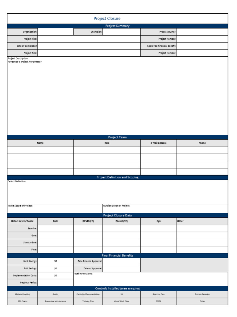 Project Closure Documentation Template | PDF