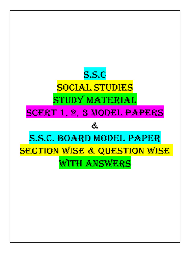 Scert 1,2,3 Model Papers & S.S.C. Board Moderl Paper With Section Wise ...