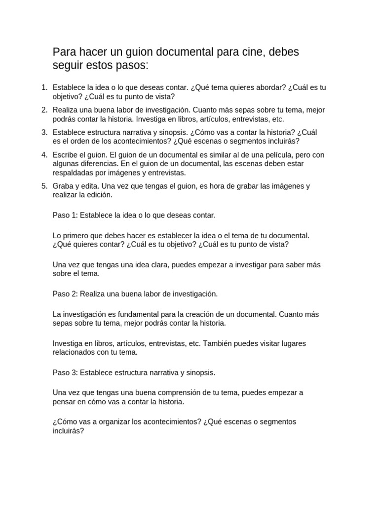 Para Hacer Un Guion Documental para Cine | PDF | Documental