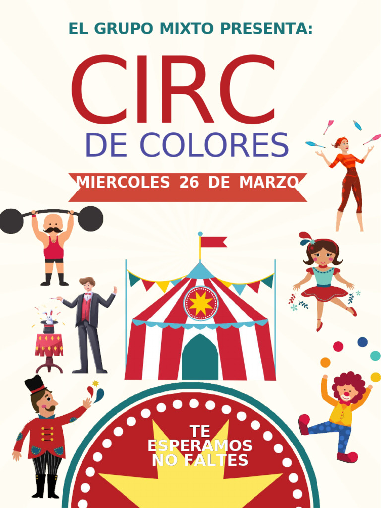 Cartel Póster Circo Evento Entrada Actuación Ilustrado Colorido ...
