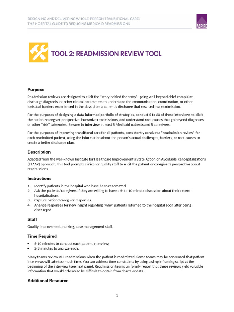 Readmission Review Tool for Patient Insights | PDF | Patient | Caregiver