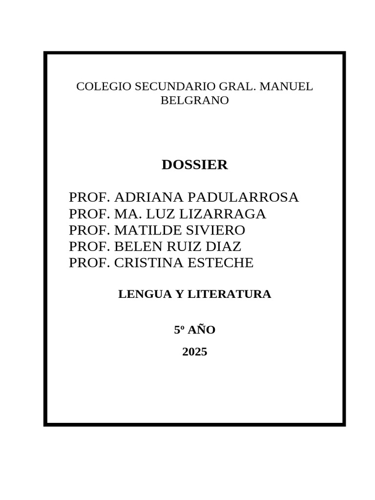Lengua y Literatura 5º Año 2025 | PDF