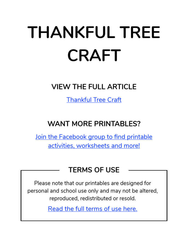 The Craft at Home Family Thankful Tree Template | PDF