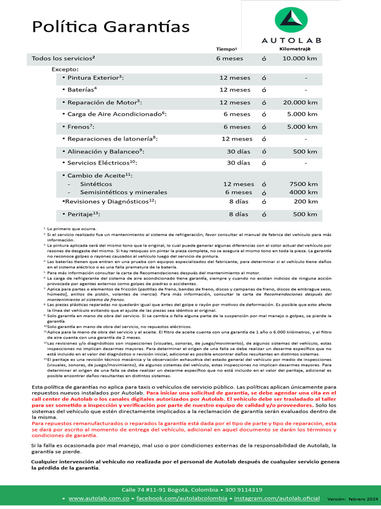 Politica de Garantias | PDF