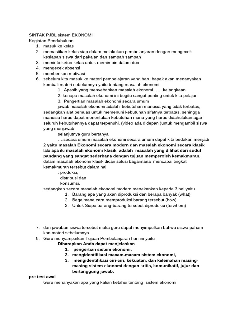 SINTAK PJBL EKONOMI Ok | PDF