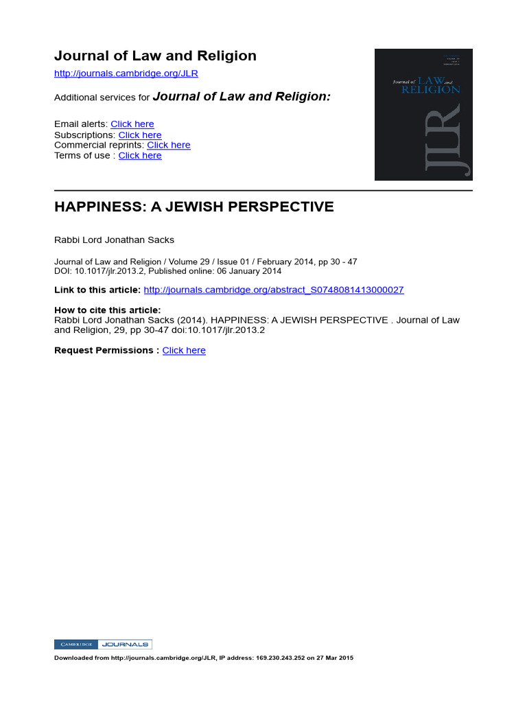 Happiness, A Jewish Perspective | PDF | Ecclesiastes | The Exodus
