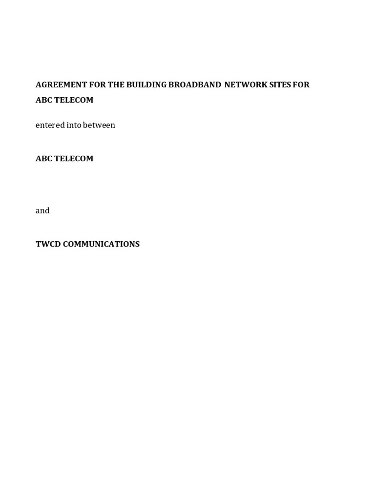 Broadband Network Agreement Overview | PDF | Internal Rate Of Return