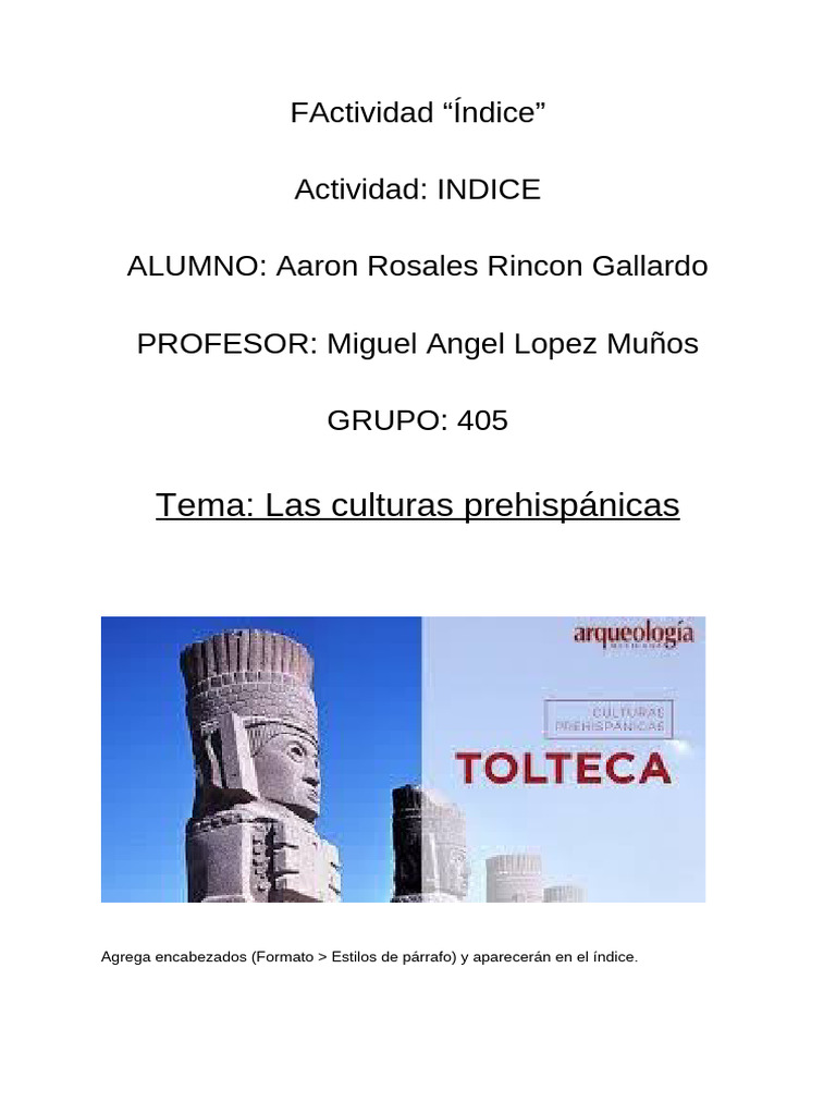 Aaron Rosales Rincon Gallardo - Actividad_ Indice | PDF | Mesoamérica ...