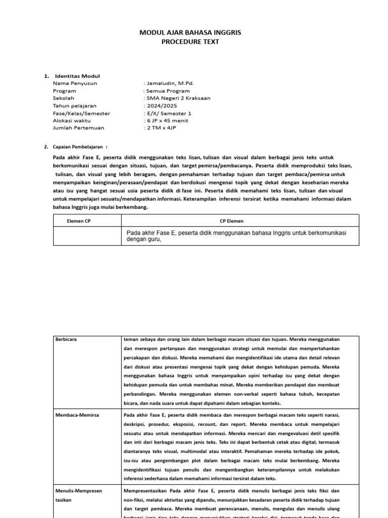 2. Modul Ajar Bahasa Inggris - Menyusun Teks Prosedur dengan Baik ...