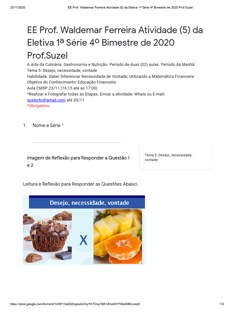 Atividade (5) Da Eletiva 1 Série | PDF