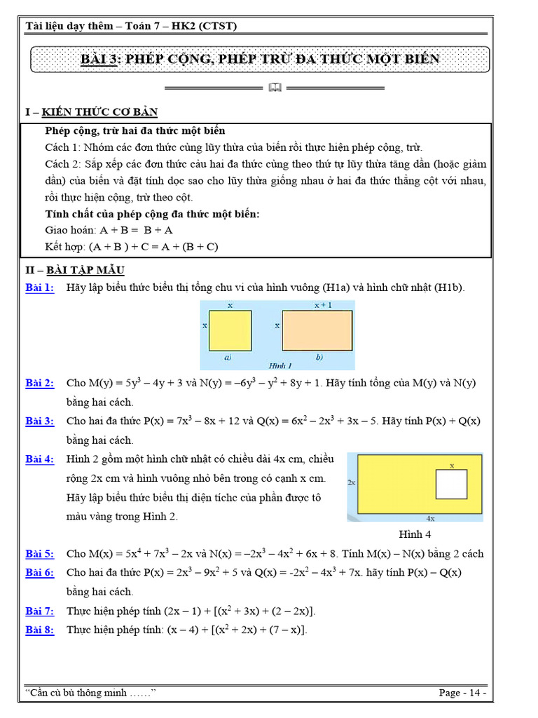 Toán 7 C NG TR Nhân Chia Đa TH C | PDF