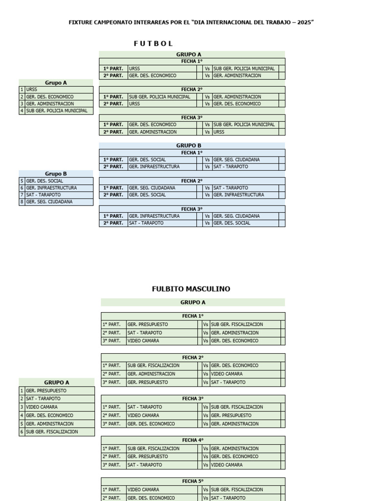 Fixture Campeonato Dit 2025 | PDF