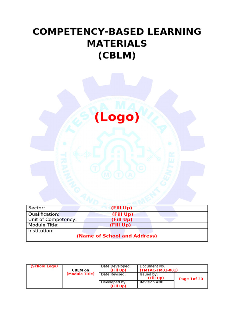 1.2.Pts 2024 CBLM Format | PDF | Learning | Cognition