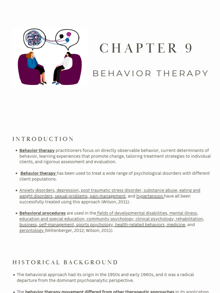 Chapter 9 Behavior Therapy | PDF | Psychotherapy | Behaviour Therapy