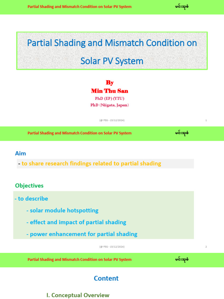 Partial Shading and Mismatch Cond (15.12.2024) | PDF | Photovoltaic System | Photovoltaics