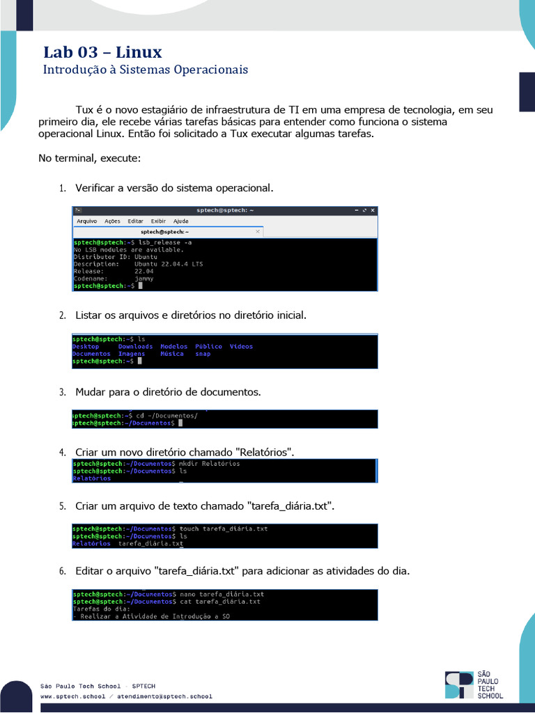 INT SO Lab 03 v0 - Roteiro Comandos Linux - Resolucao | PDF
