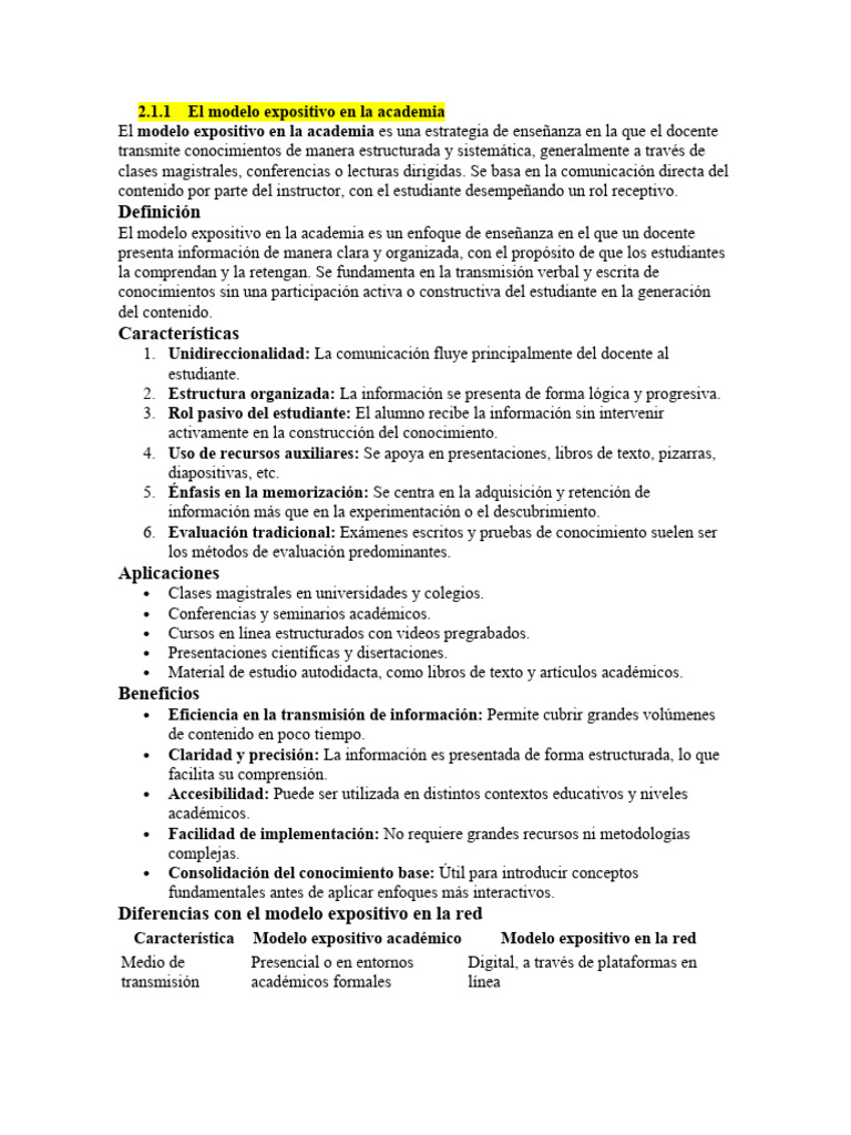 Modelo Expositivo en la Academia: Claves y Aplicaciones | PDF ...